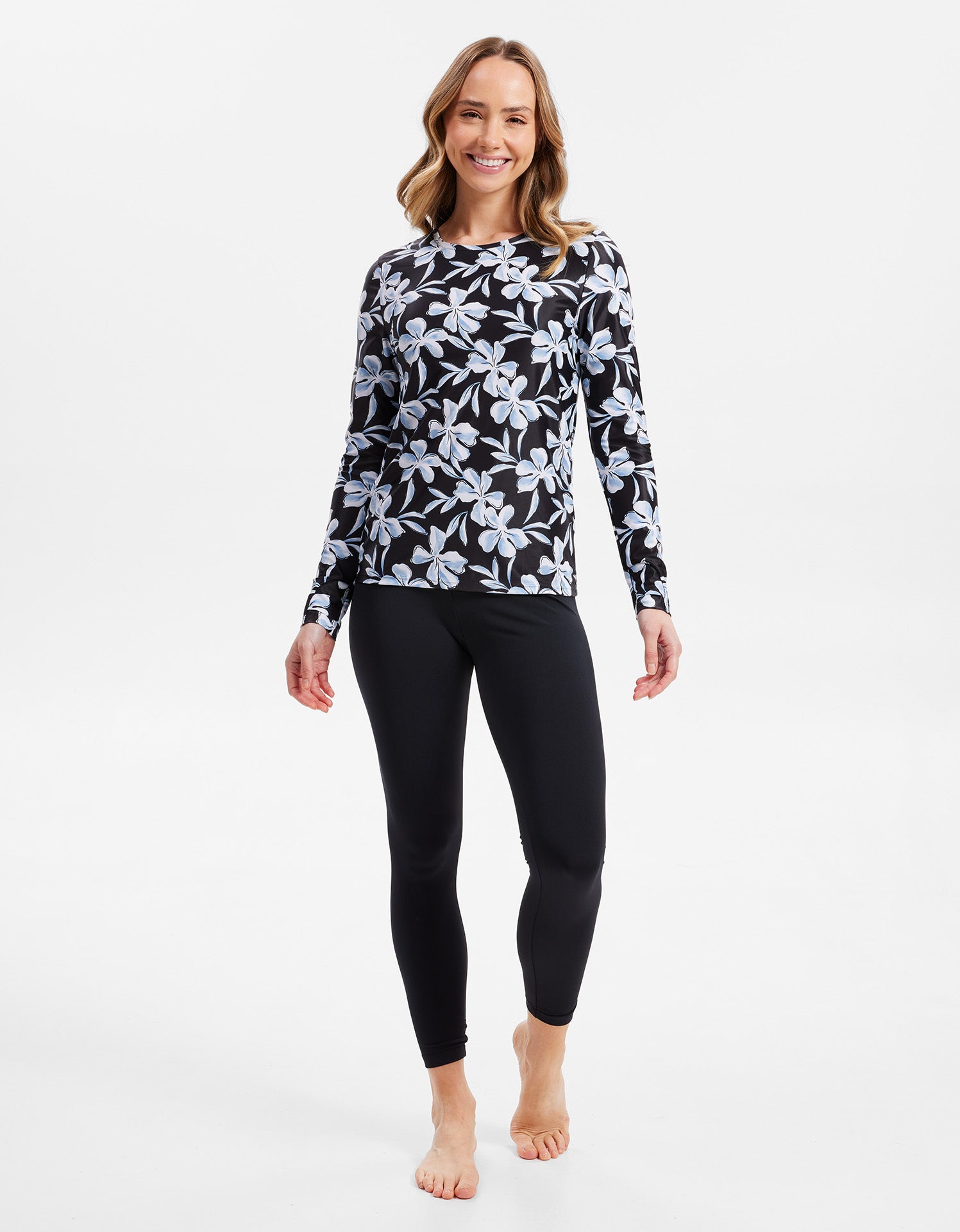 Stylish Sun Protective Long Sleeve Printed Swim Top UPF 50+ | Womens ...